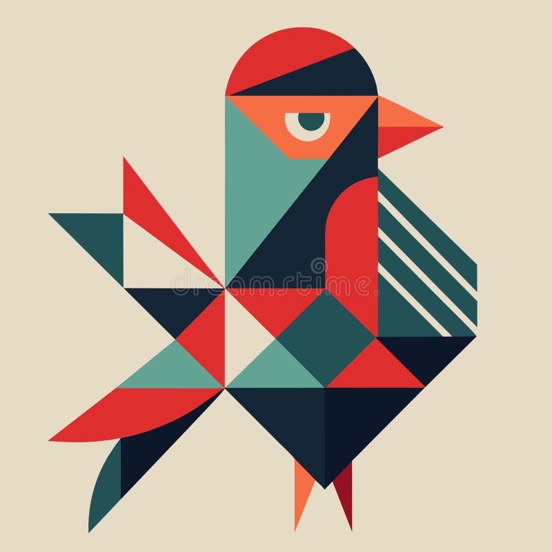 A Stylized, Geometric Representation of a Bird in Mid-flight, Rendered ...