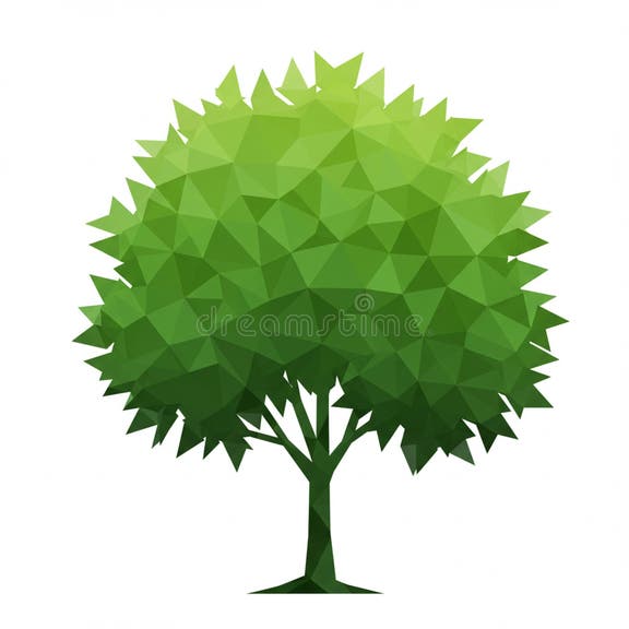 Stylized Geometric Tree Illustration Composed of Overlapping Green ...