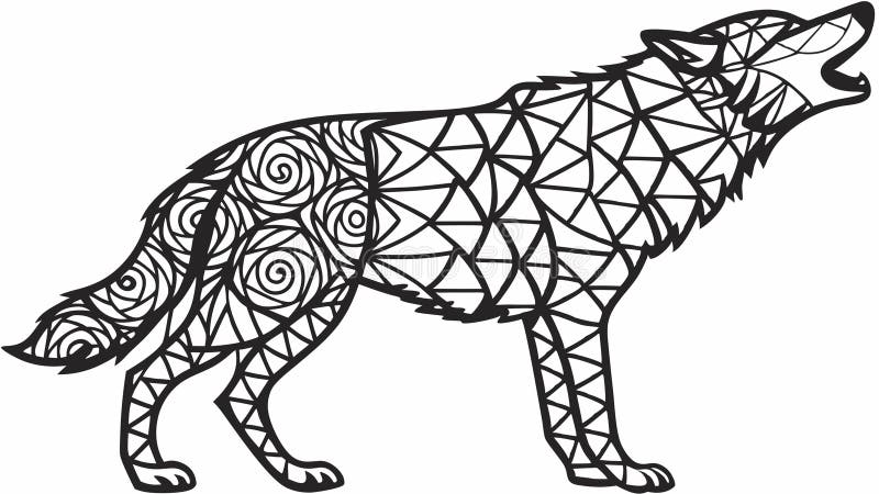 Stylized Geometric Wolf Howling Illustration, Vector Design Generative ...