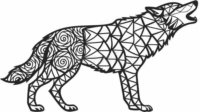 Stylized Geometric Wolf Howling Illustration, Vector Design Generative ...
