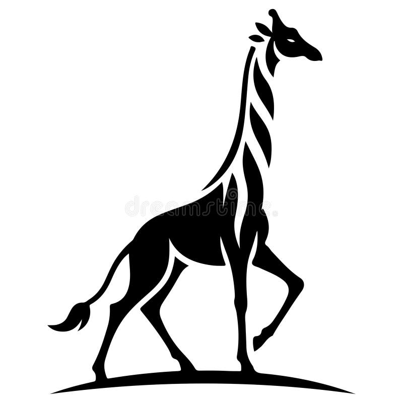 A Stylized Giraffe Silhouette Adorned with Elegant Tribal Patterns ...