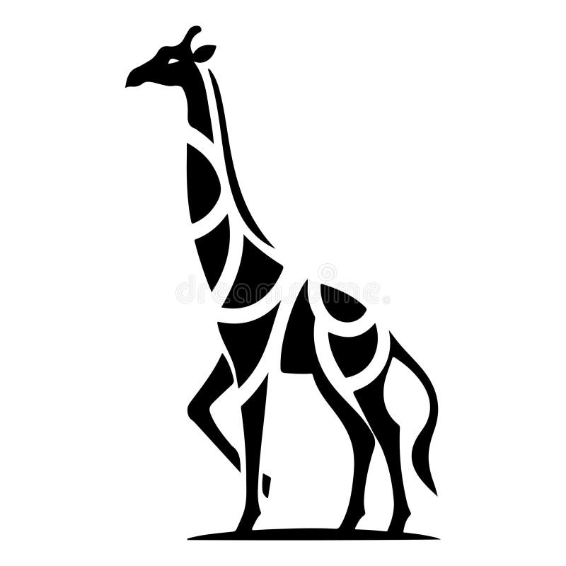 A Stylized Giraffe Silhouette Adorned with Elegant Tribal Patterns ...
