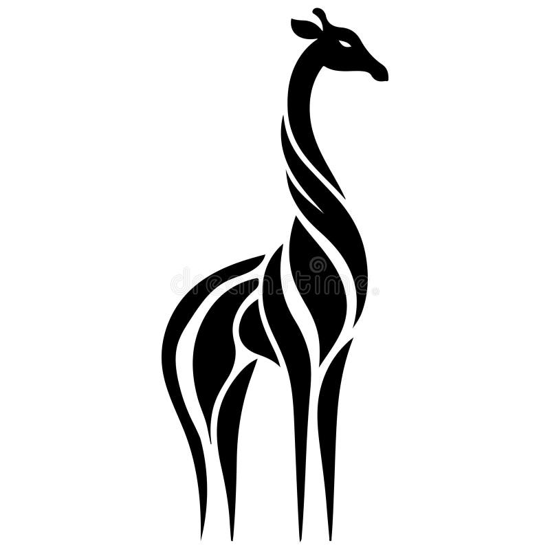 A Stylized Giraffe Silhouette Adorned with Elegant Tribal Patterns ...