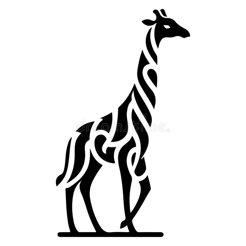 A Stylized Giraffe Silhouette Adorned with Elegant Tribal Patterns ...