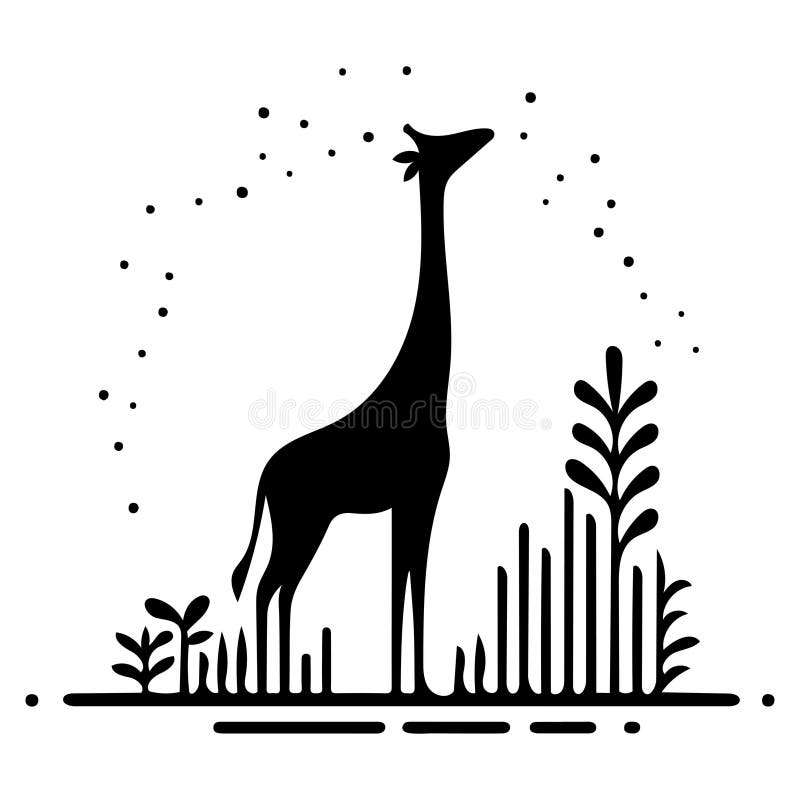 A Stylized Giraffe Silhouette Adorned with Elegant Tribal Patterns ...