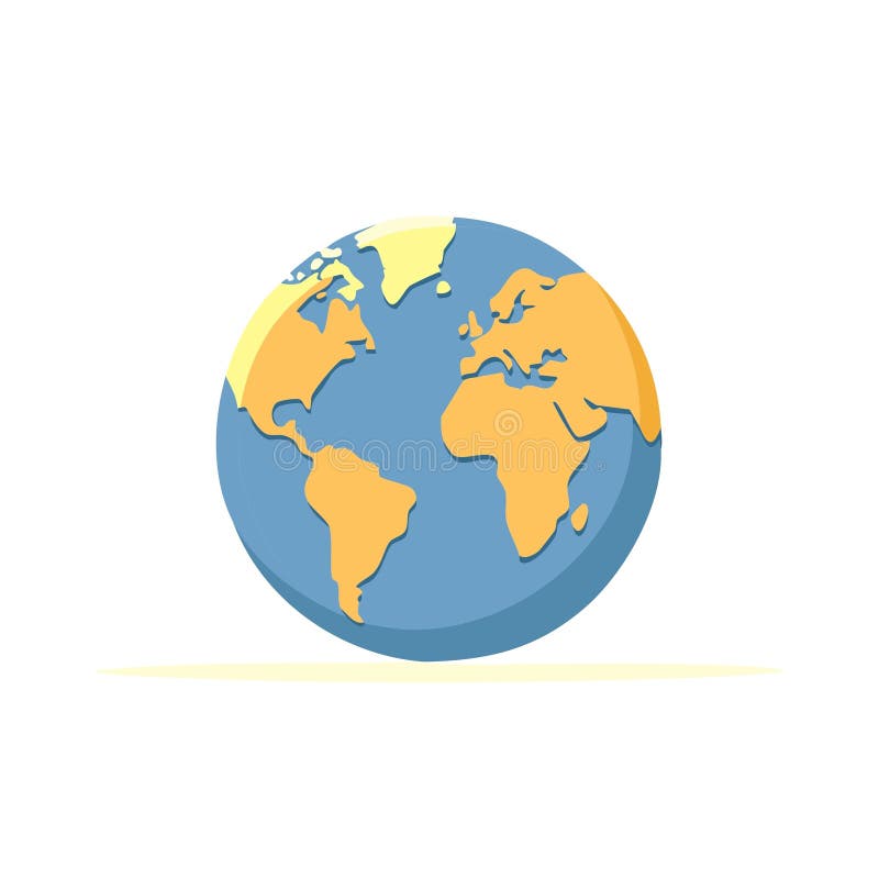 Stylized Global Globe Depicting Continents Flat Vector Illustration ...
