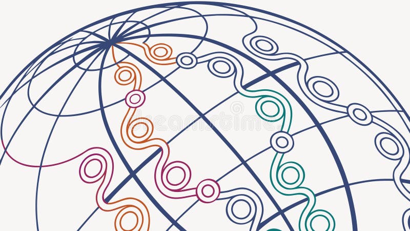 A Stylized Globe Showing a Map of the World Line Art Vector, Vector ...