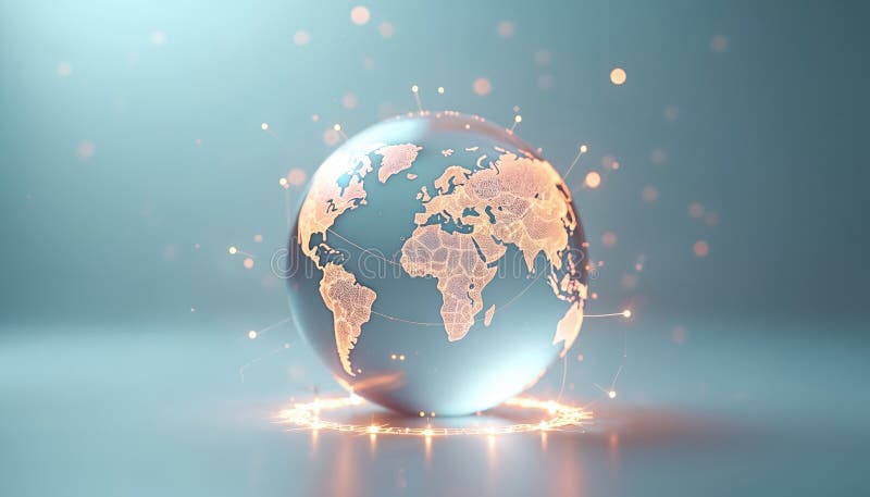 Stylized Globe with Continents Map As Global Network, Data Connections ...