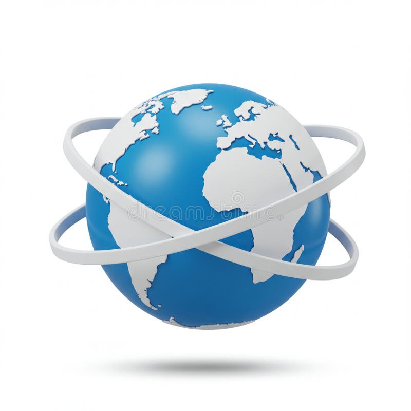 A Stylized Globe Featuring a Blue Sphere with White Continents ...
