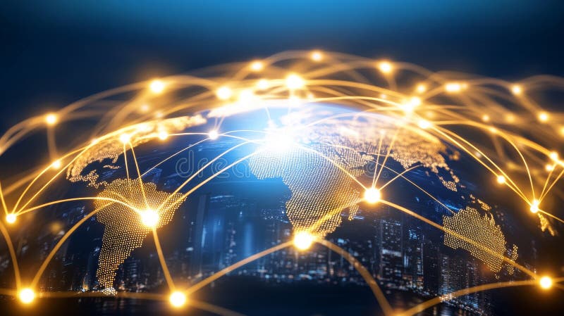 A Stylized Globe Highlighting Interconnected Nodes Set Against a ...