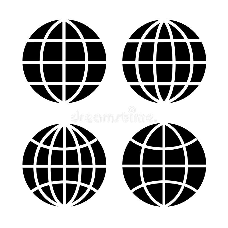 Stylized Globe Icons Representing Global Connectivity and Networking ...
