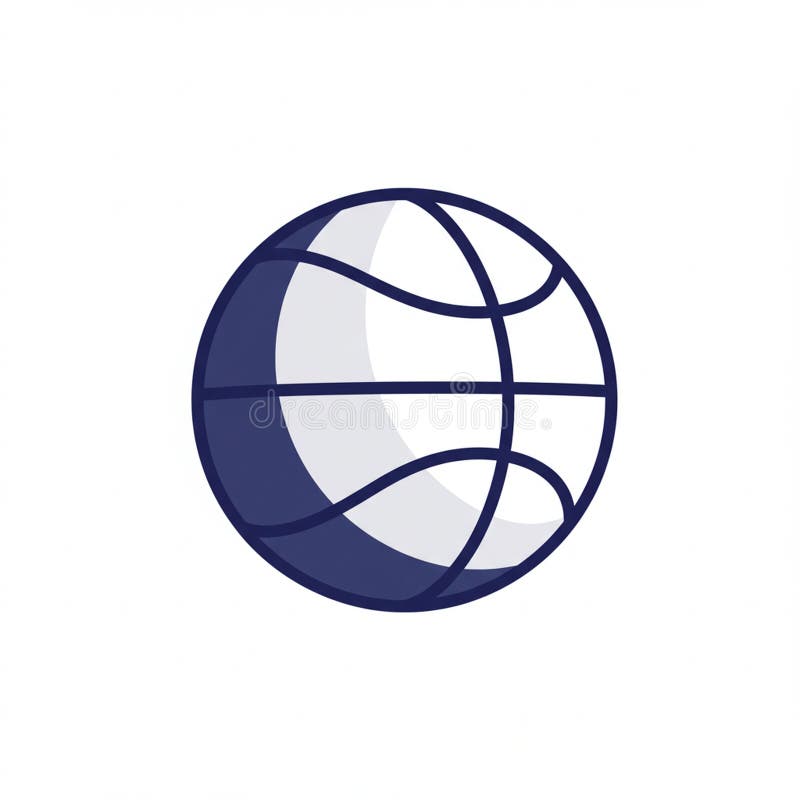 Stylized Globe Illustration with a Navy Blue Outline and Smooth Wave ...