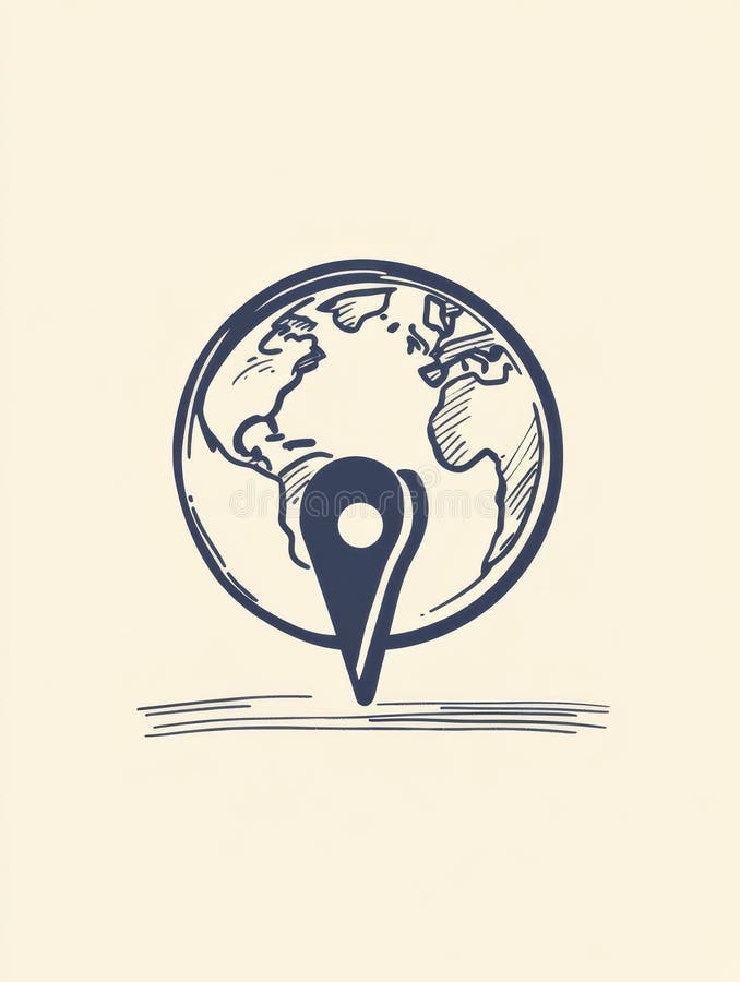 A Stylized Globe Outlines a Single Location Pin, Emphasizing the ...