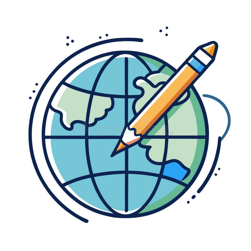 Global Education and Design Concept: Globe with Pencil Illustration for ...