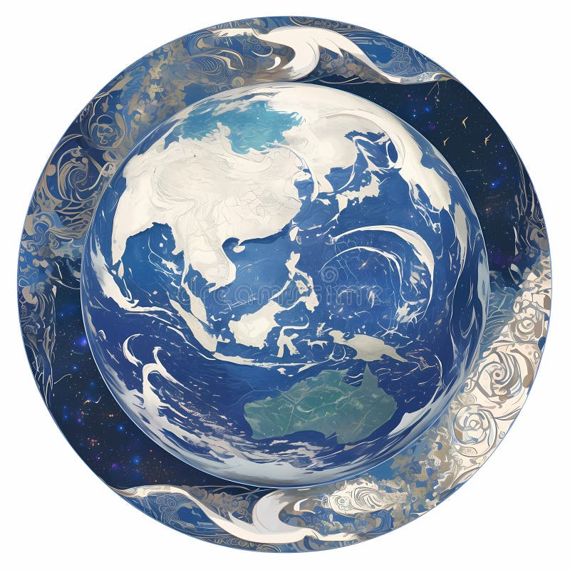 A Stylized Globe with a Swirling Pattern Stock Illustration ...