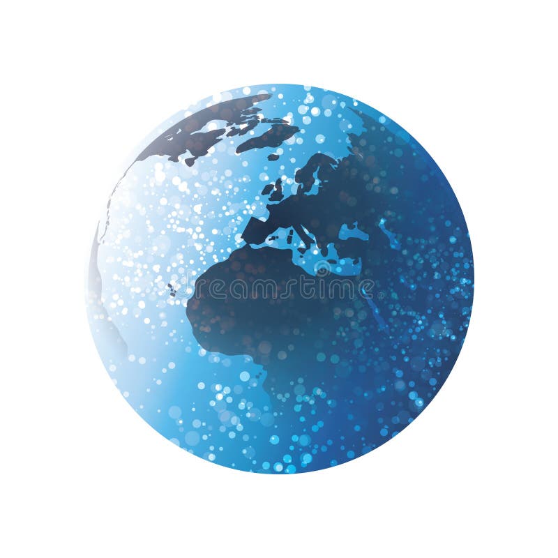 A Stylized Globe Vector Icon with Glowing White Dots and a Subtle Blue Gradient on a White ...