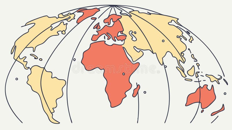 Stylized Globe World Map Continents Global View, Vector Design ...