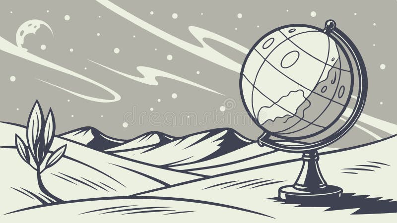 Stylized Globe World Map on Stand, Earth Exploration Art, Vector Design ...