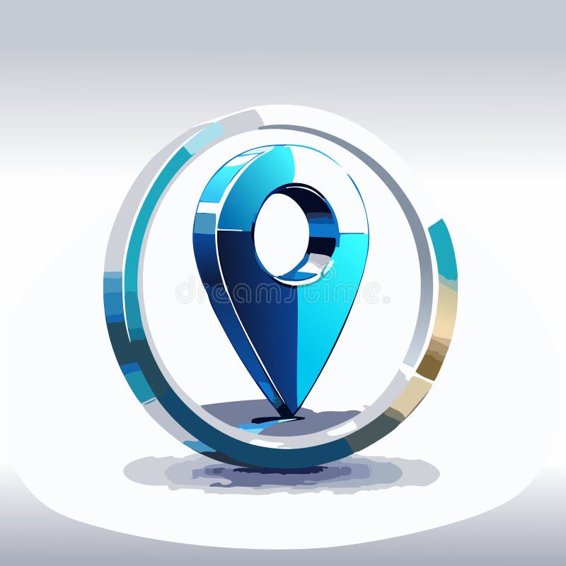 Stylized Glossy Location Marker Icon Representing Geographical ...