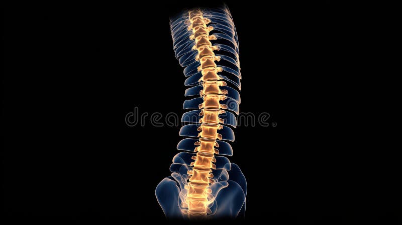 Stylized Glowing Human Spine Rendering Showing Lumbar Vertebrae Health ...