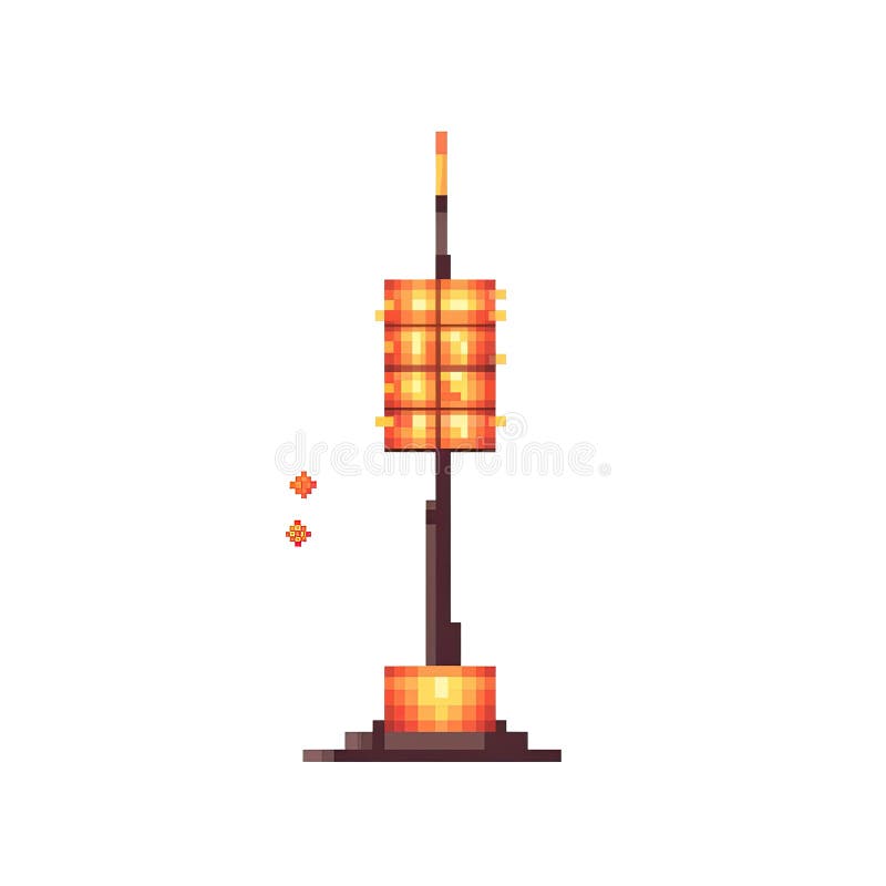 Pixel Art Lantern: Glowing Illumination Tower Stock Illustration ...