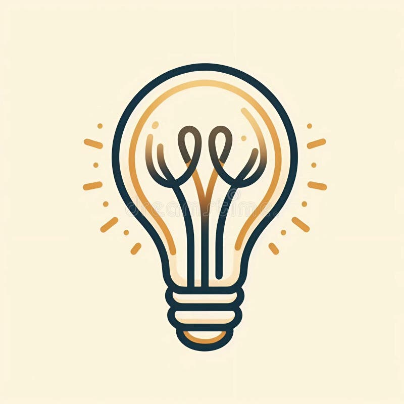Stylized Glowing Light Bulb Drawn with Smooth, Flowing Lines in a ...
