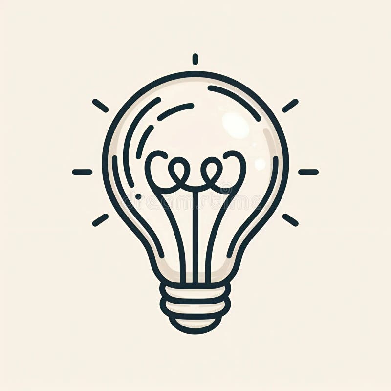 Stylized Glowing Light Bulb Drawn with Smooth, Flowing Lines in a ...