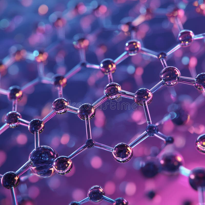 Stylized, Glowing Molecular Network in Shades of Purple and Pink ...