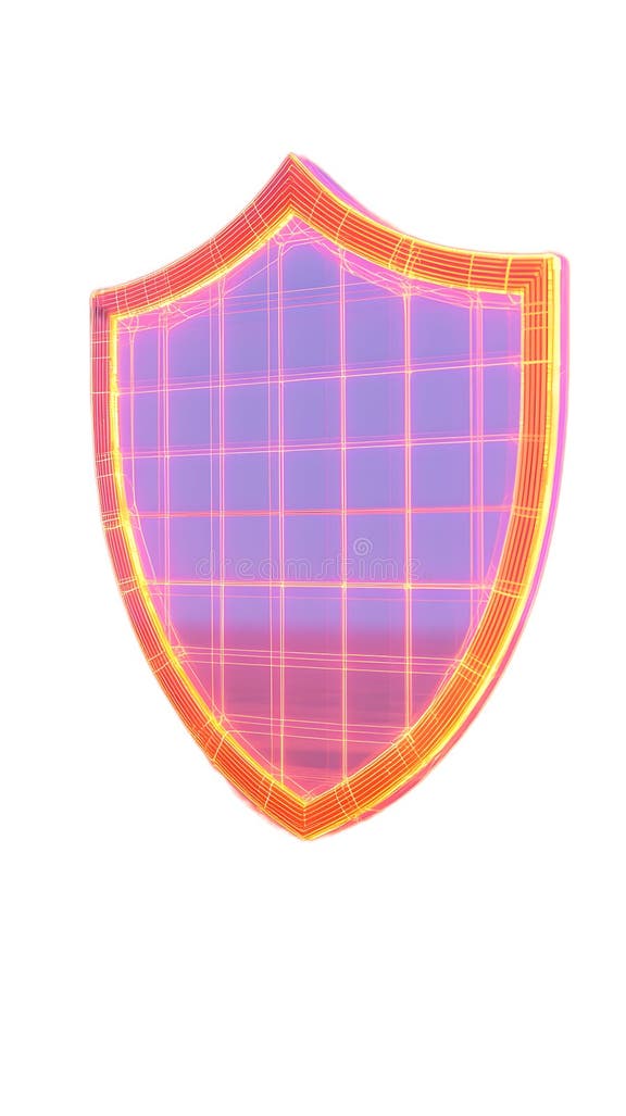 Stylized Glowing Shield with Grid Pattern Stock Illustration ...