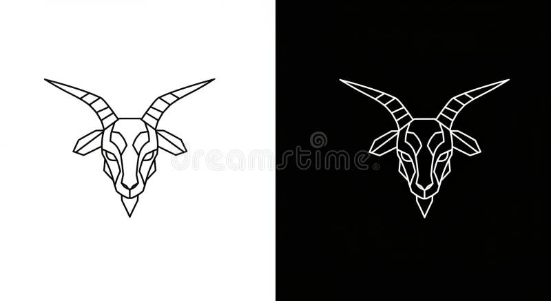 Stylized Goat Head Design, Featuring Angular Geometric Shapes and ...