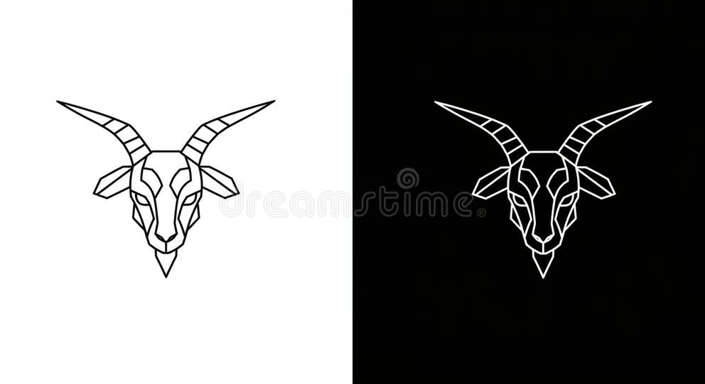 Stylized Goat Head Design, Featuring Angular Geometric Shapes and ...