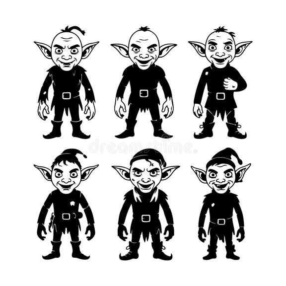 Stylized Goblin Imp Cartoon Character Black and White Vector ...
