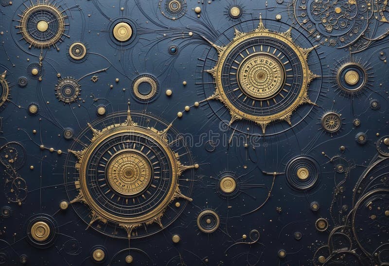 Stylized Gold Celestial Design for Computer Backgrounds with Intricate ...