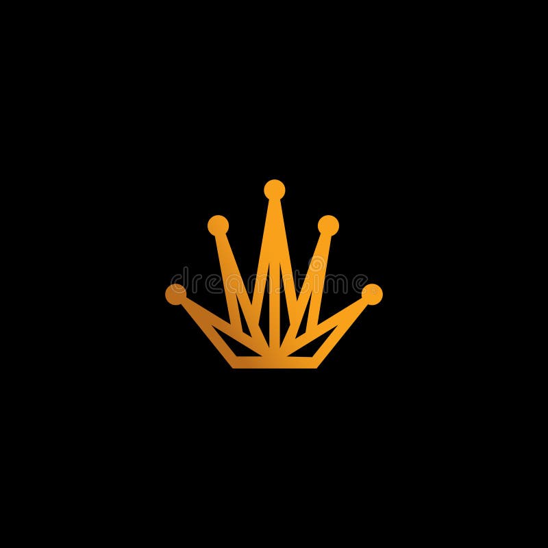 Stylized Gold Crown Logo with Five Points, Each Ending in a Circular ...