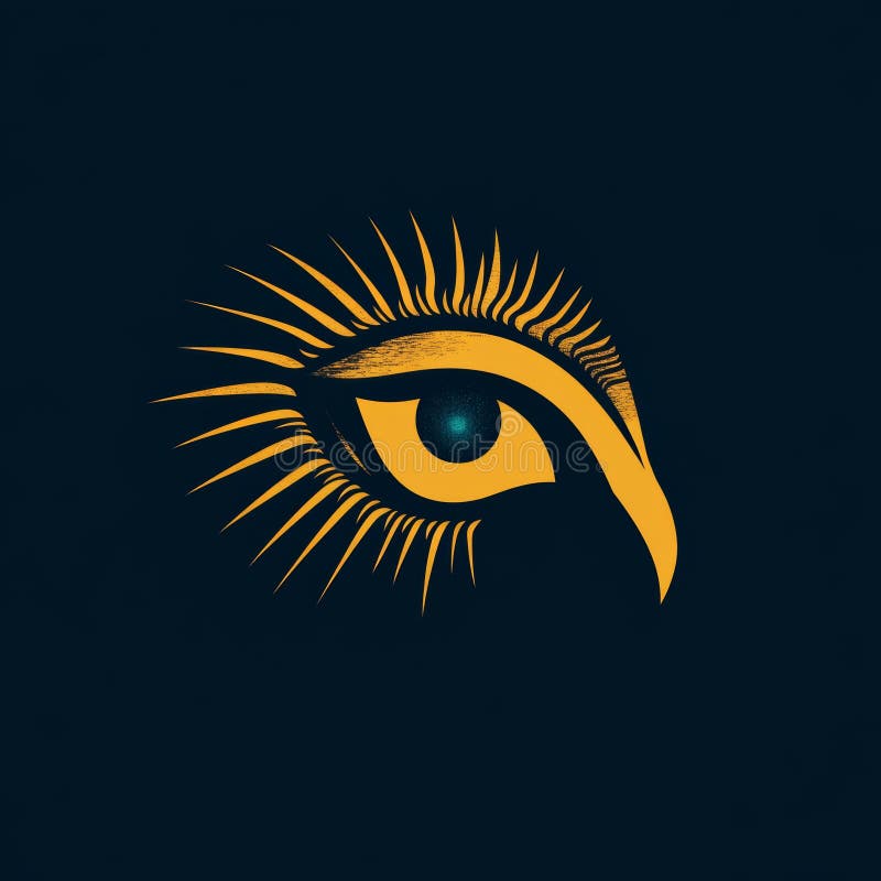 Golden Eye with Sunburst Design Abstract Art Illustration Stock ...