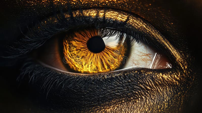Stylized Golden Eye with Textured Surface on Dark Gradient Background ...