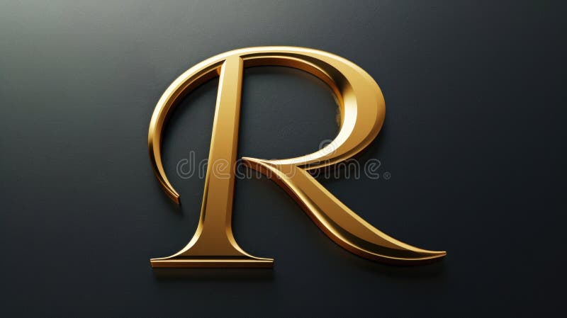 A Stylized Golden Letter R on a Black Background, Perfect for Use in ...