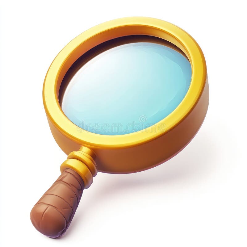 Golden Magnifying Glass: a Detailed 3D Render Stock Illustration ...