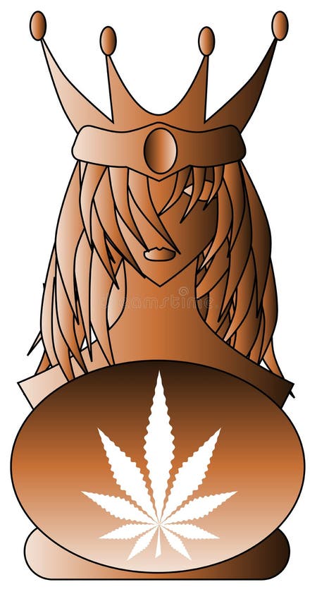 Stylized Golden Queen with Marijuana Leaf Stock Image - Illustration of ...