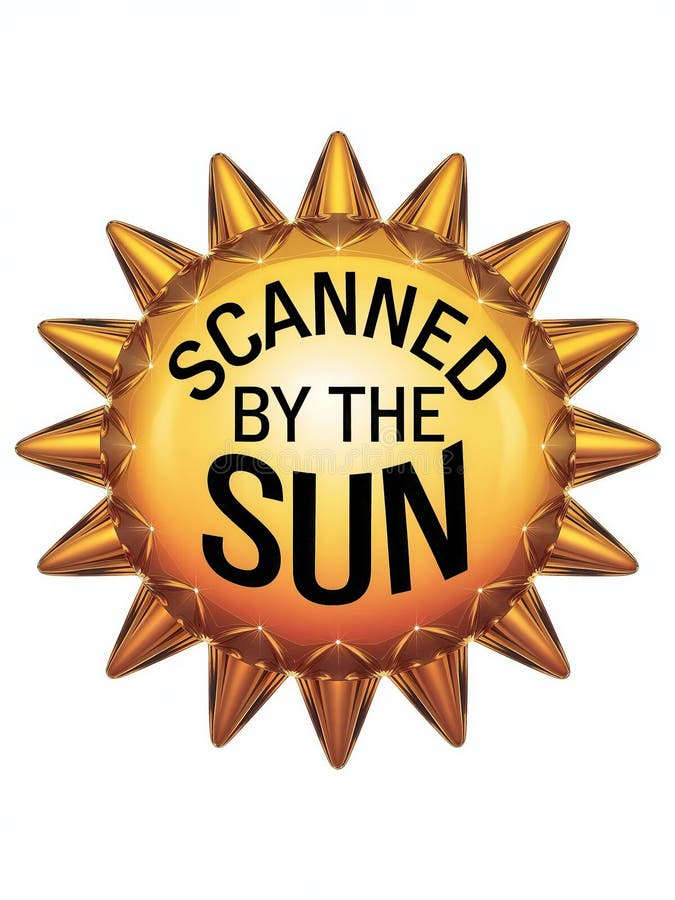 Stylized Golden Sun with Text Scanned by the Sun in Center Stock ...