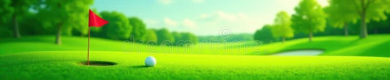 Stylized Golf Scene Green Red Flag White Golf Ball within Frame Vector ...