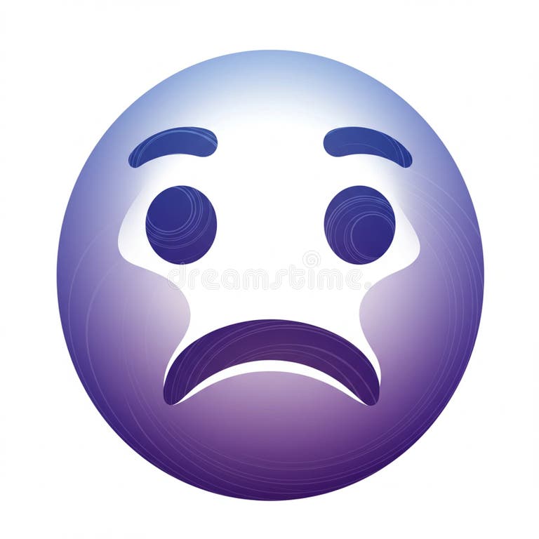 A Stylized, Gradient Blue and White Circular Face with a Sad Expression ...