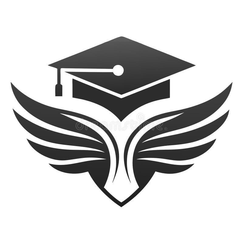 Graduation Cap with Wings Logo Design for Education and Success Stock ...