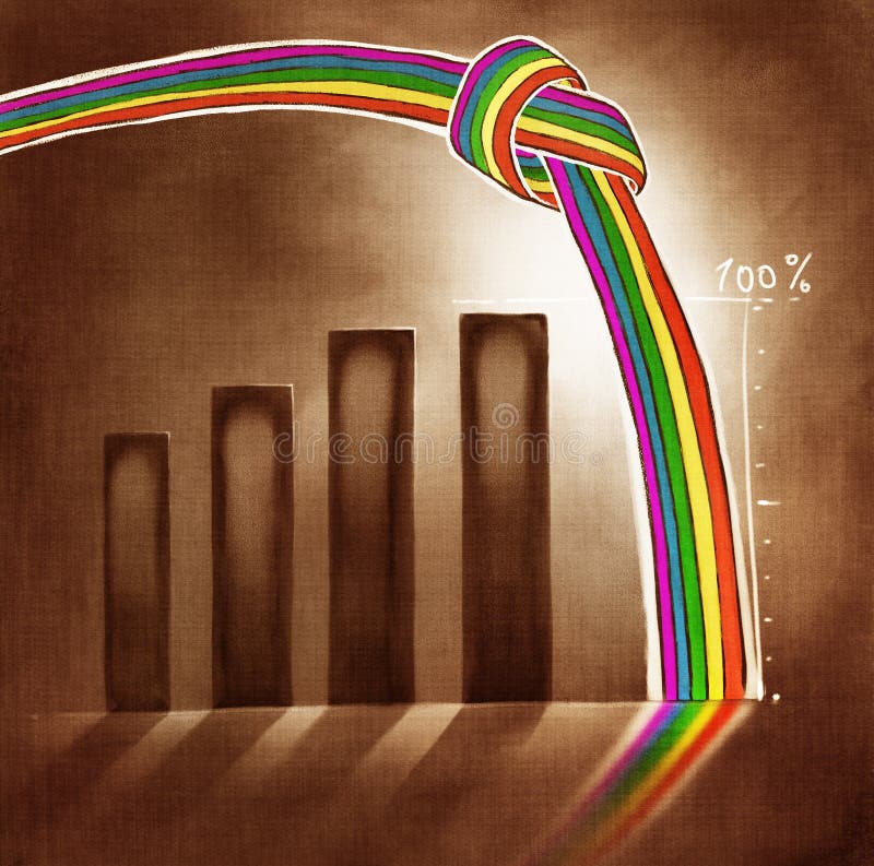 Stylized Graphic Chart with a Knotted Rainbow Stock Illustration ...