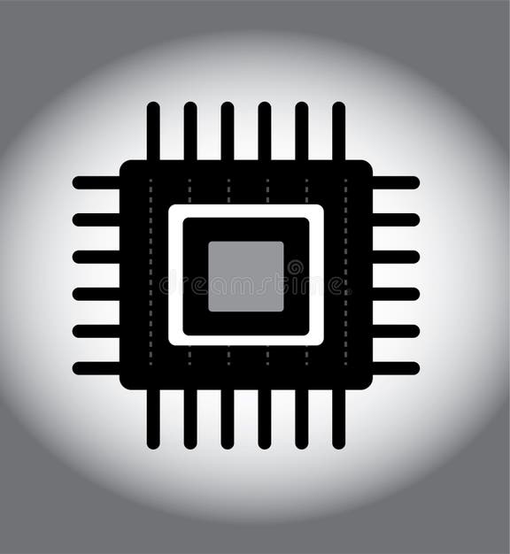 Stylized Graphic of a Computer Microchip with a Central Square ...