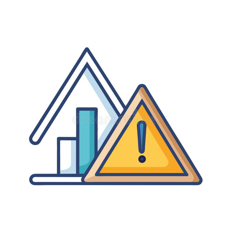 Declining Bar Graph with Warning Sign: Symbolizing Financial Risk and ...