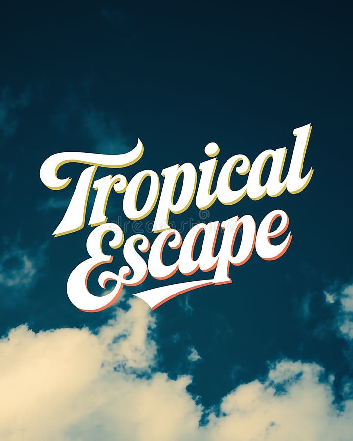 Tropical Escape Text Against Cloudy Sky Background Stock Photo - Image ...