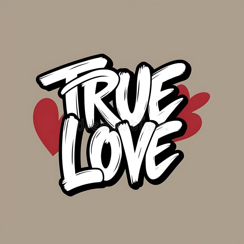 Bold True Love Text with Red Hearts Design Stock Illustration ...