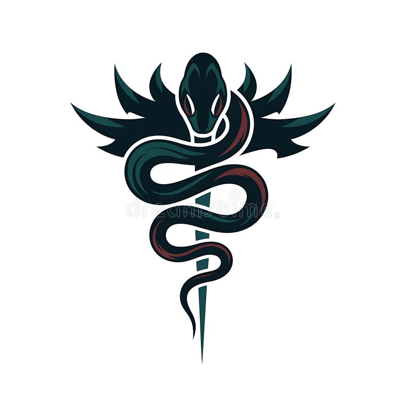 Winged Serpent Staff Design a Powerful Graphic Stock Illustration ...