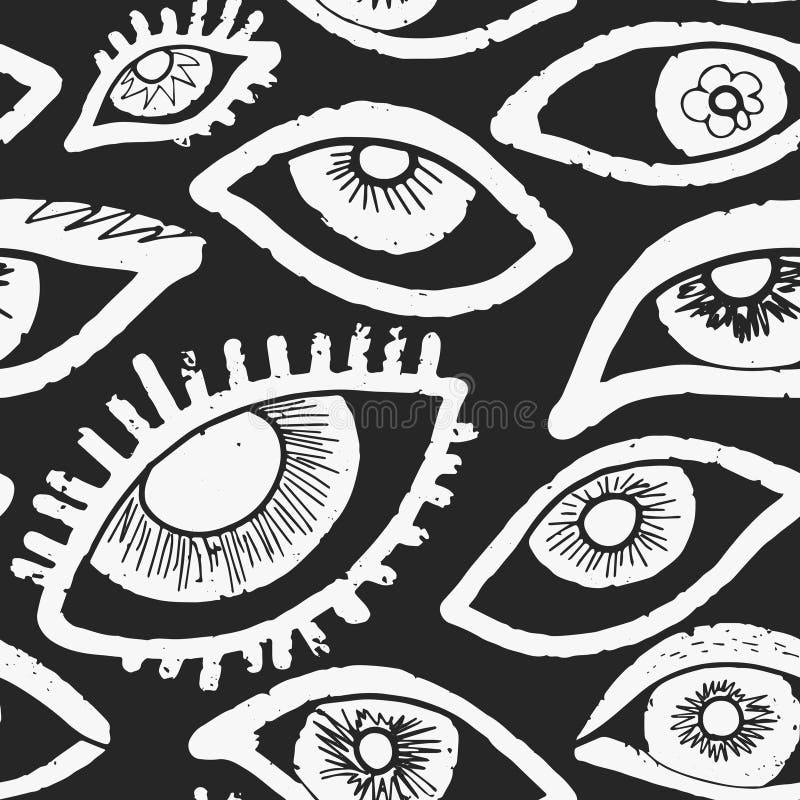 Stylized Graphic Eyes Seamless Pattern Stock Vector - Illustration of ...